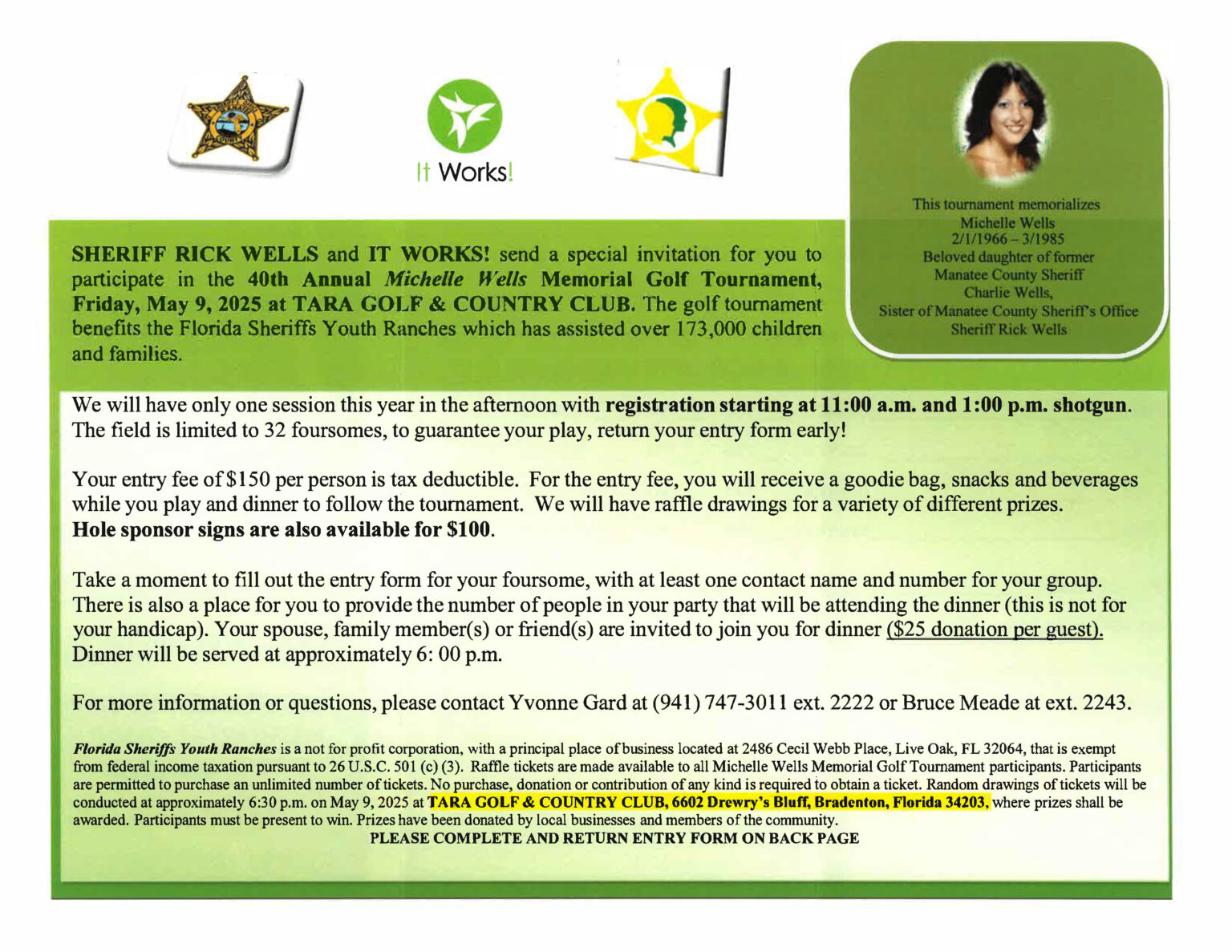 40th Annual Michelle Wells Memorial Golf Tournament – Florida Sheriffs ...